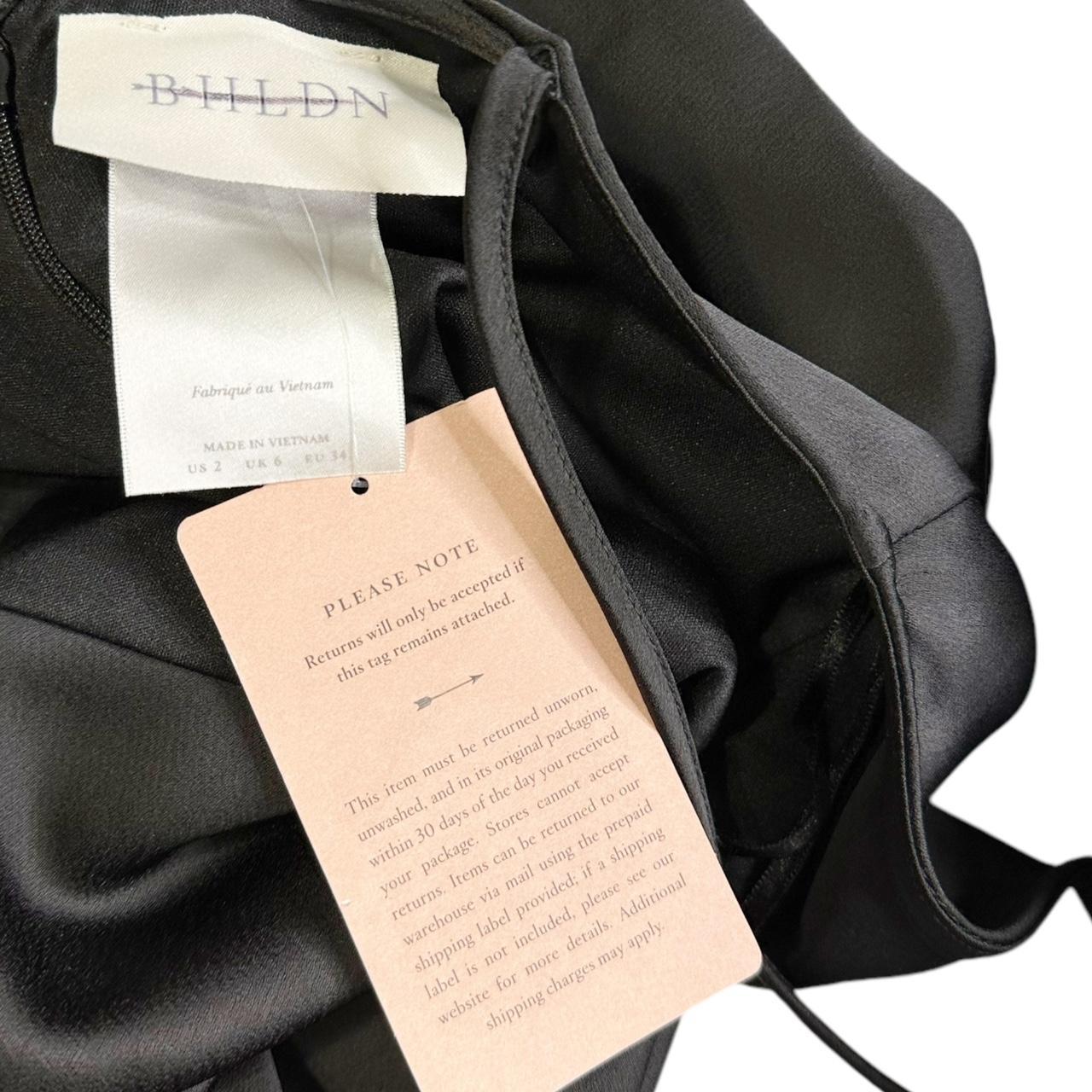 BHLDN Cali Satin Charmeuse Slip Dress, Black, 2... - Depop