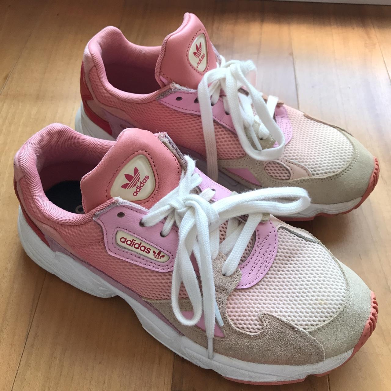 Adidas Women's Pink and Cream Trainers | Depop