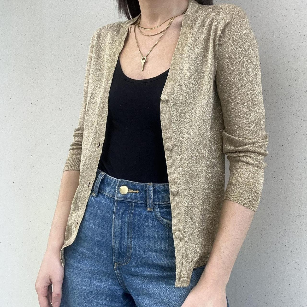 Vintage lightweight gold cardigan! Adorable piece... - Depop