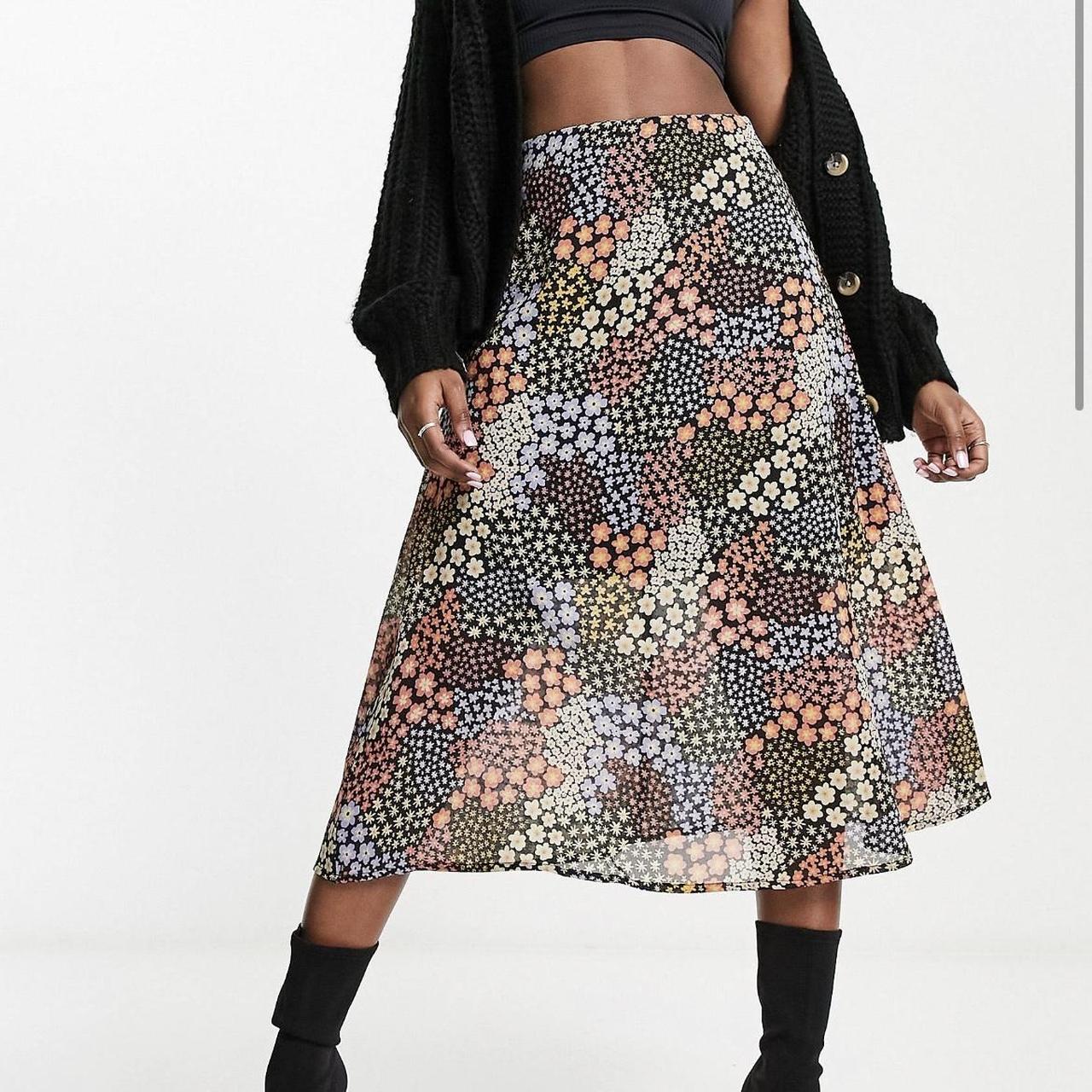 Wednesday’s Girl midi slip skirt in patchwork... - Depop