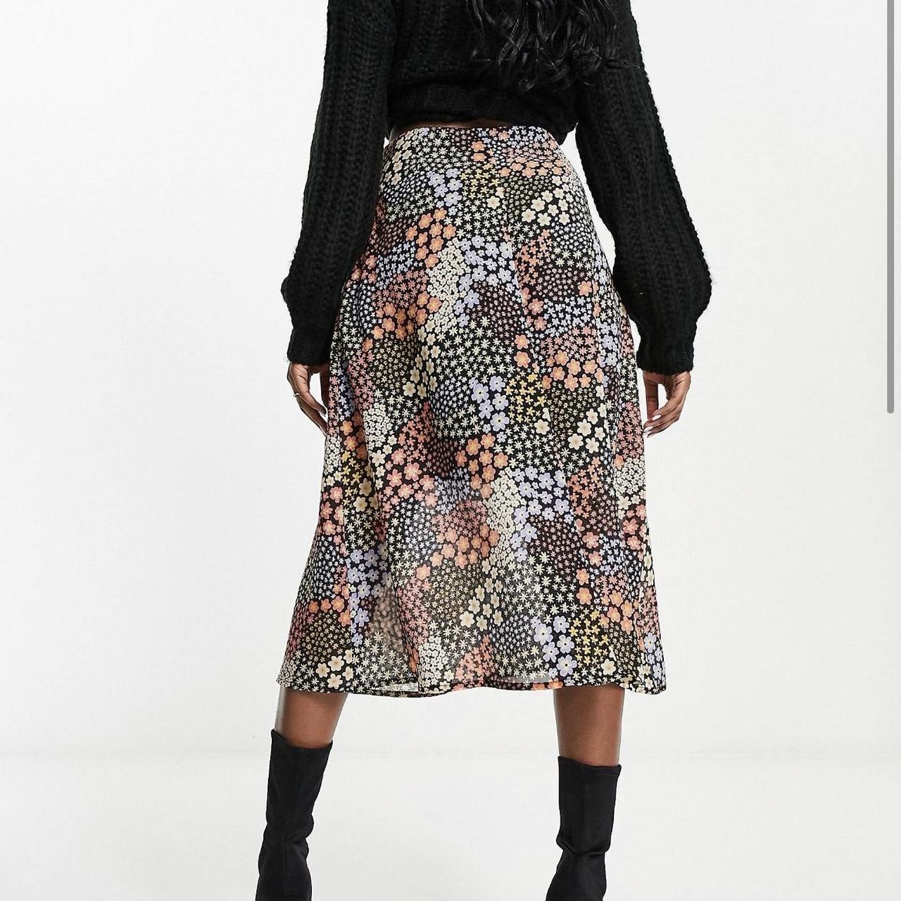 Wednesday’s Girl midi slip skirt in patchwork... - Depop