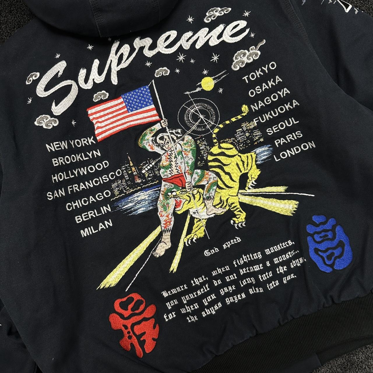 Supreme AOI Hooded Denim Workwear Jacket • Small •... | Depop