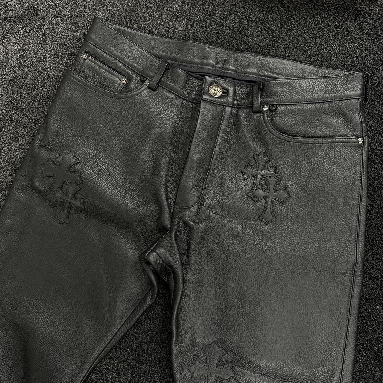 Chrome Hearts Full Leather Cross Patch Jeans • W36... - Depop