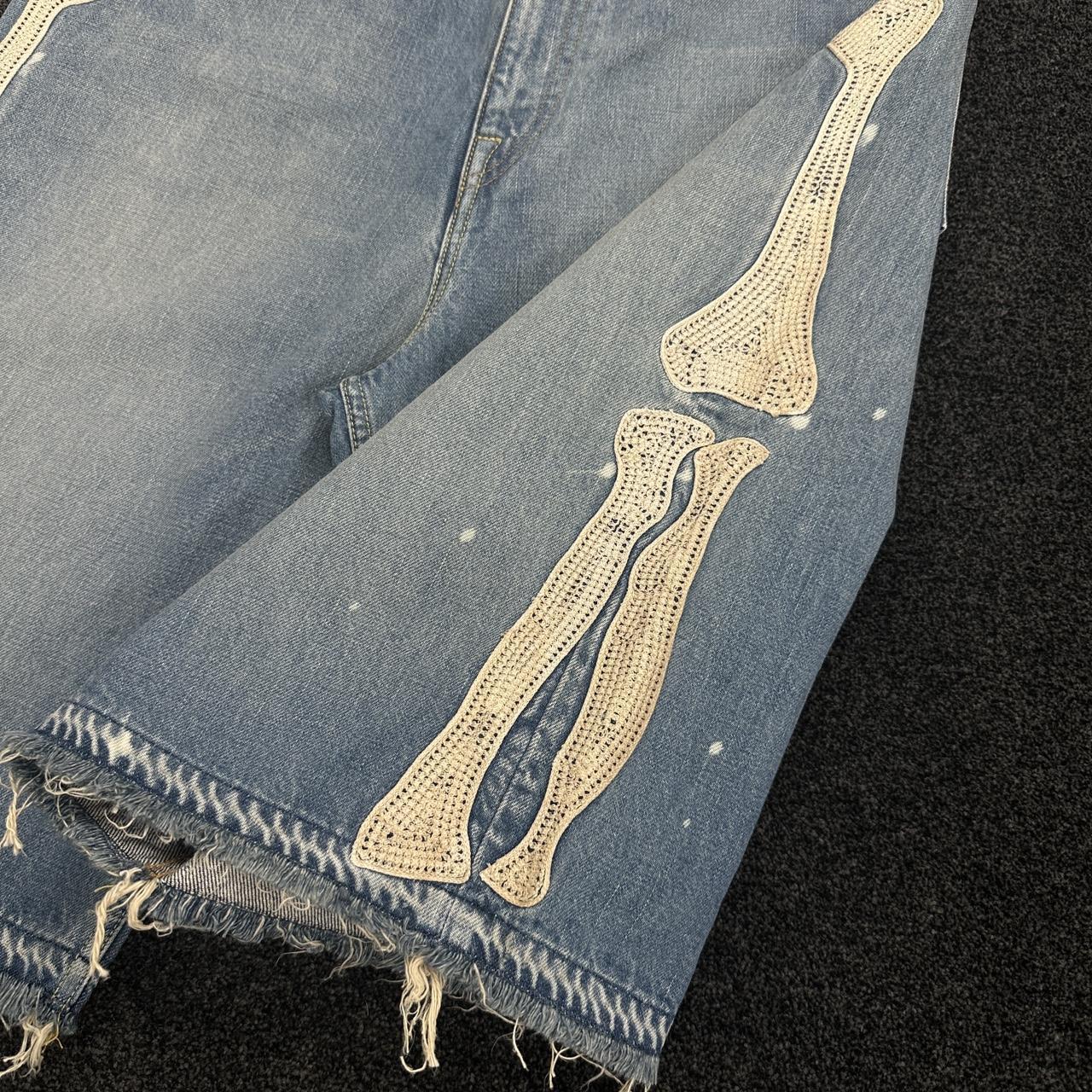 Kapital Japan Skeleton Bones Denim Jean Shorts Jorts... - Depop