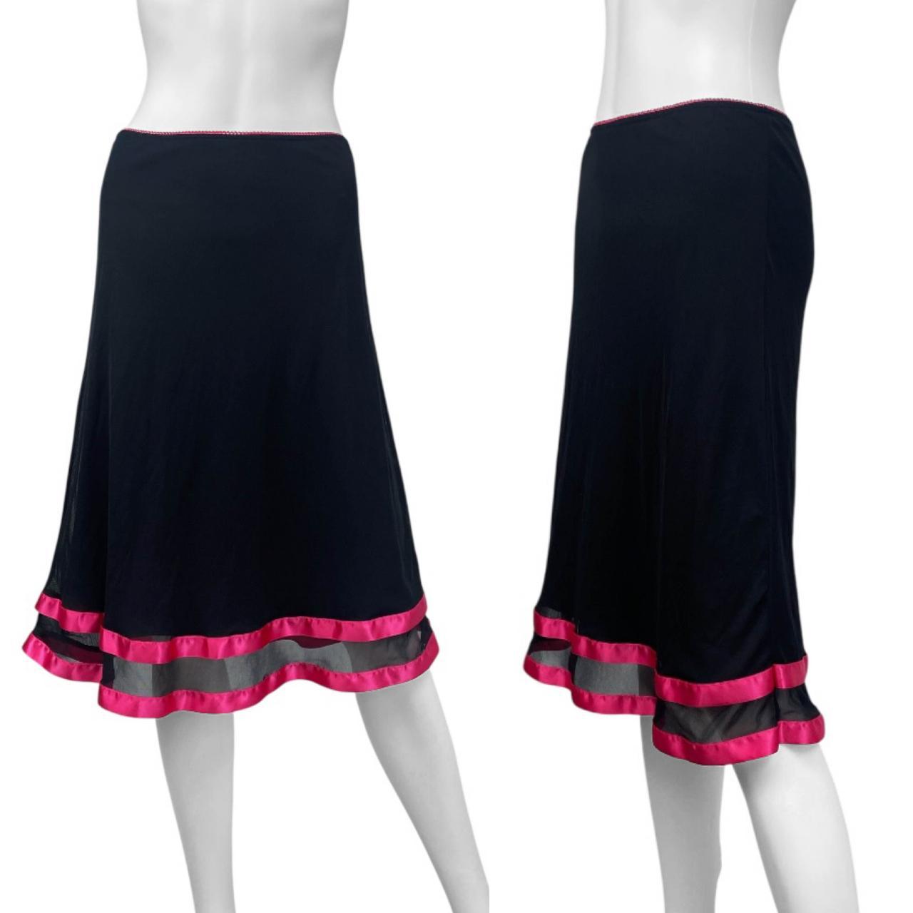 ♡💕 00s Emo Gyaru Pink Ribbon Midi Skirt Sz S 🎀♡ ♡... | Depop