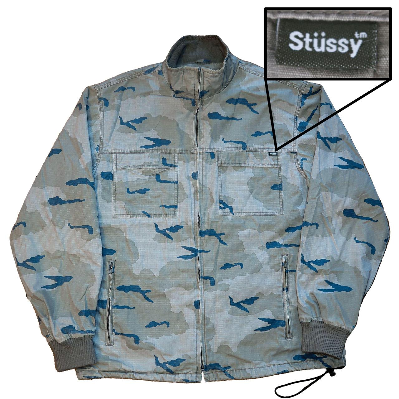 Men's Retro Stussy Full Zip Up Camo Design Jacket -... - Depop
