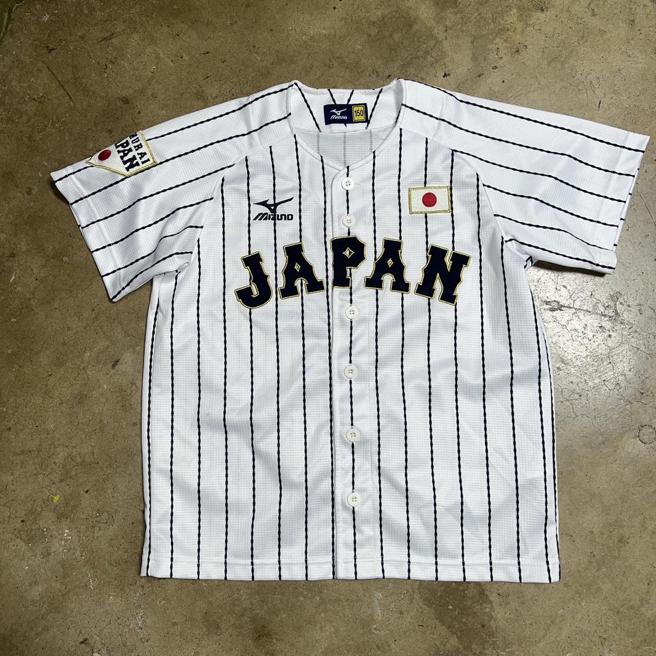 Mizuno Team Japan Official Baseball Pinstripe Jersey... - Depop