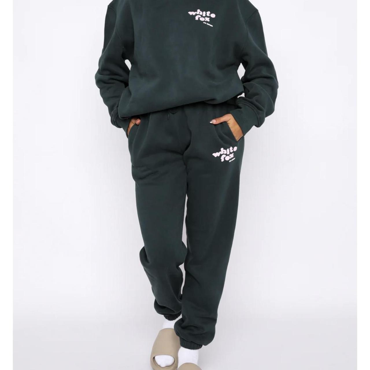 White Fox Boutique Clover Tracksuit Pants. Size Medium. - Depop