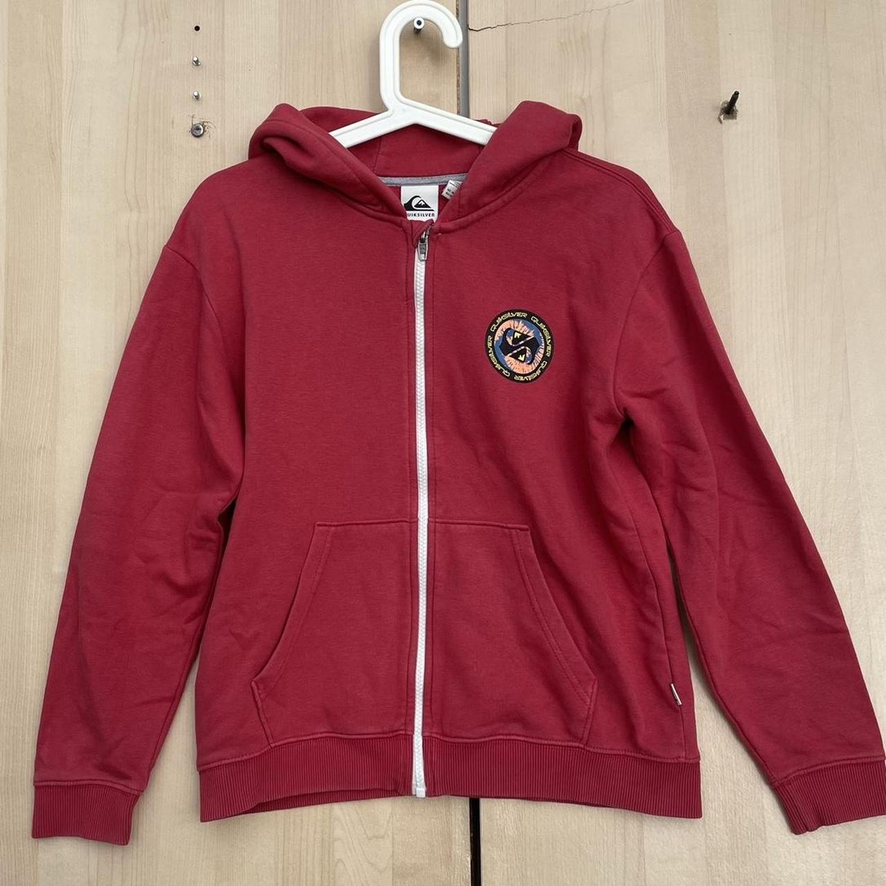 red quicksilver zip up hoodie size medium graphic... - Depop