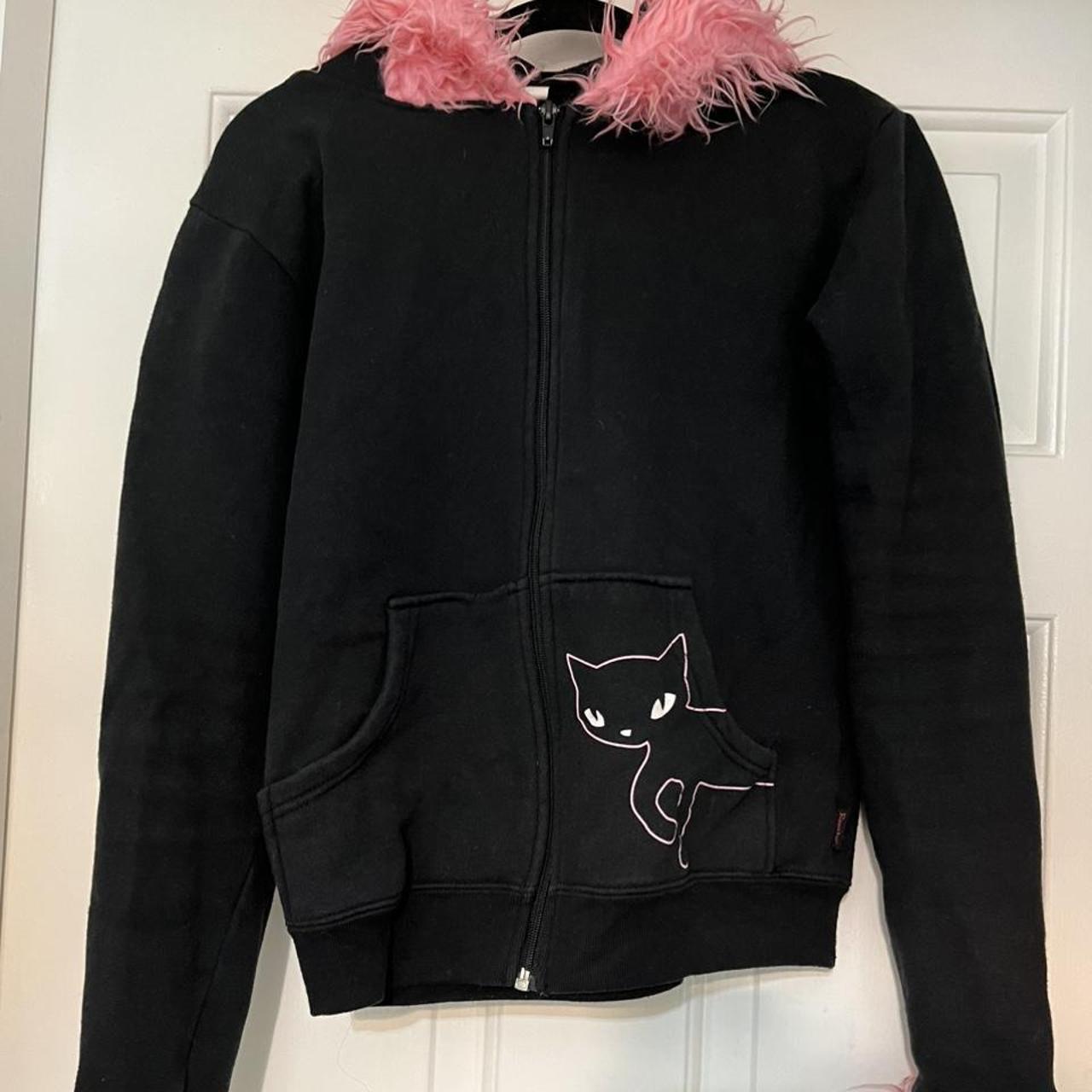 vintage emily the strange zip up hoodie with fur... - Depop