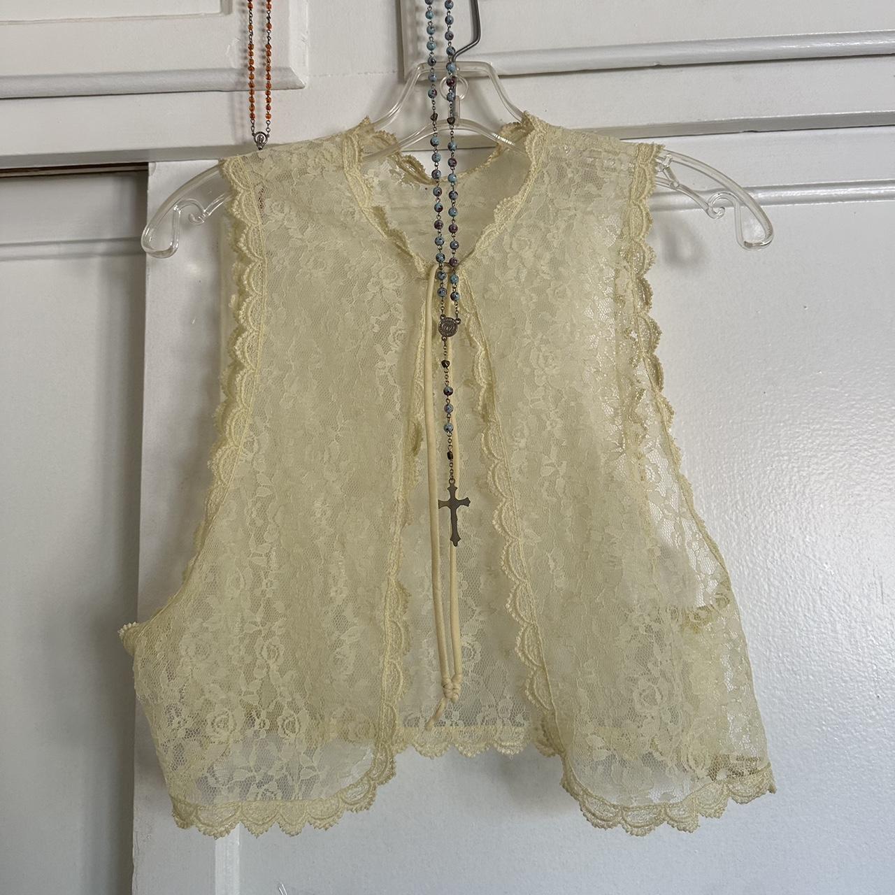 RARE vintage 1970s era light yellow lace lingerie... - Depop