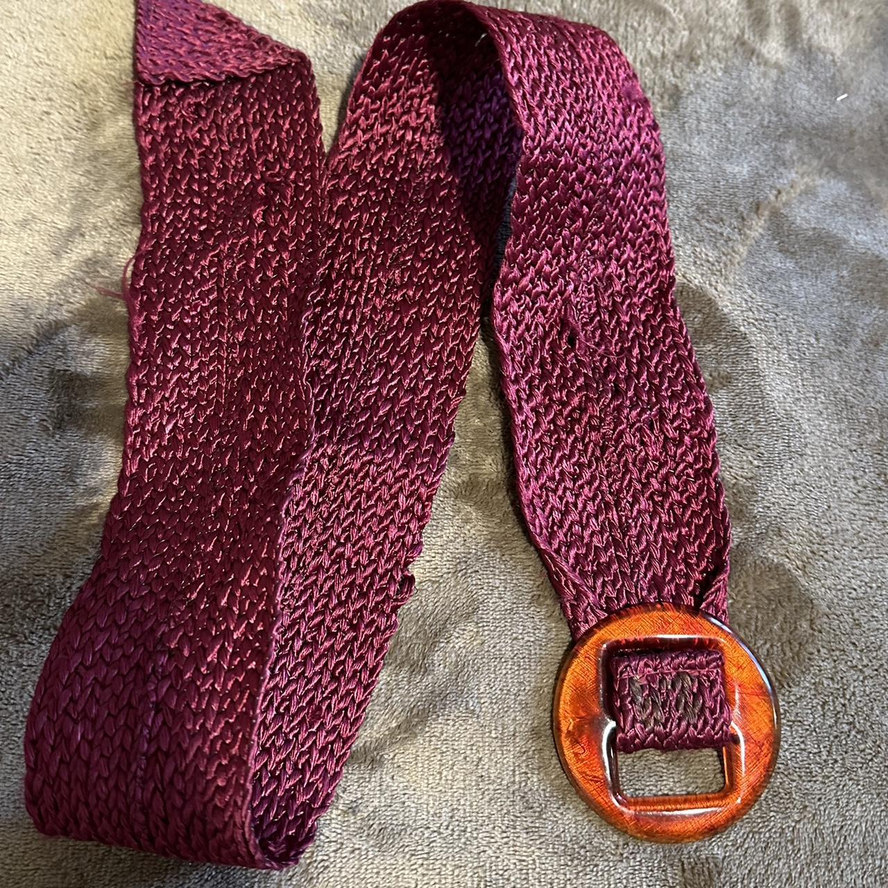 1970s era berry colored chunky belt with orange... - Depop