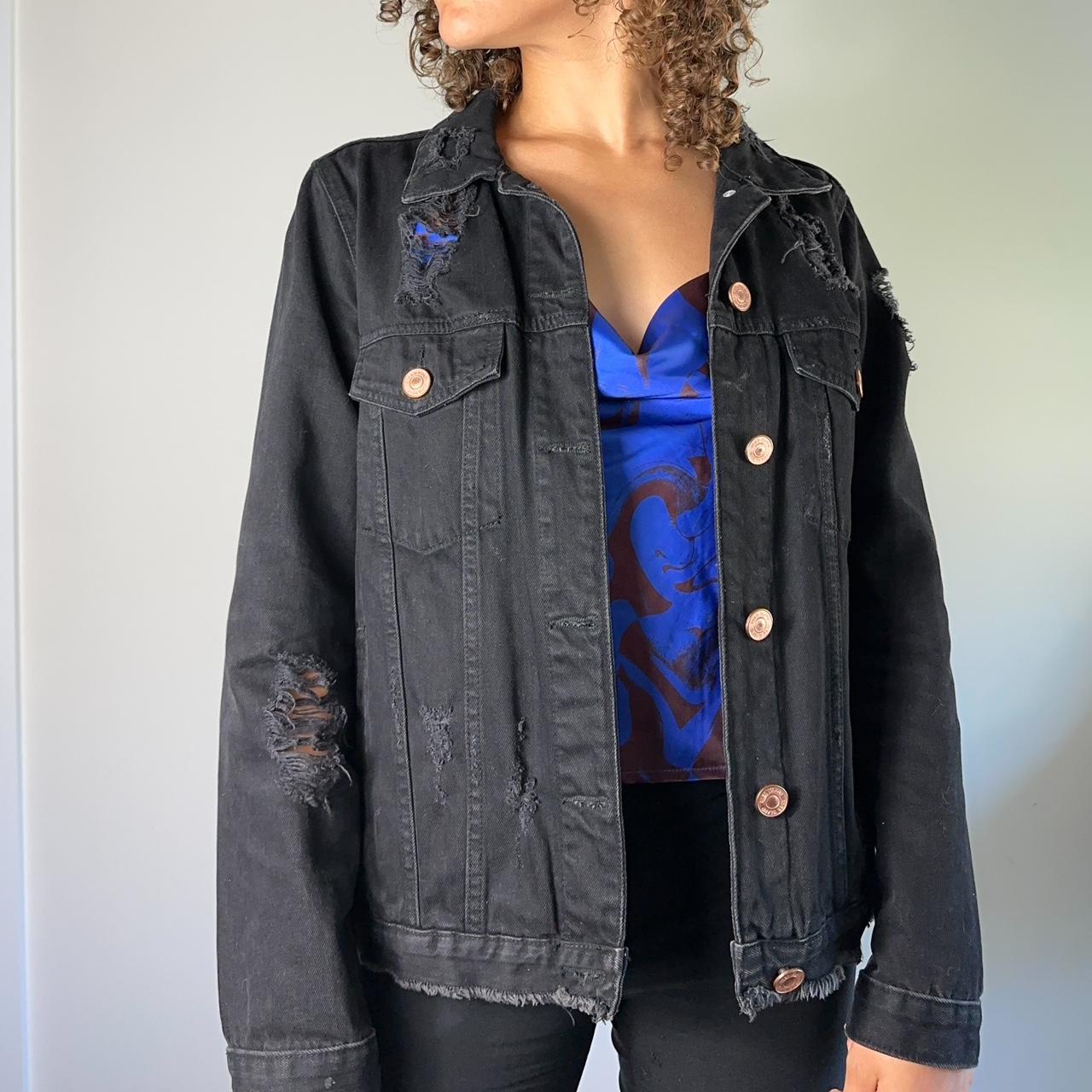 Black ripped denim jacket 🖤 - Depop
