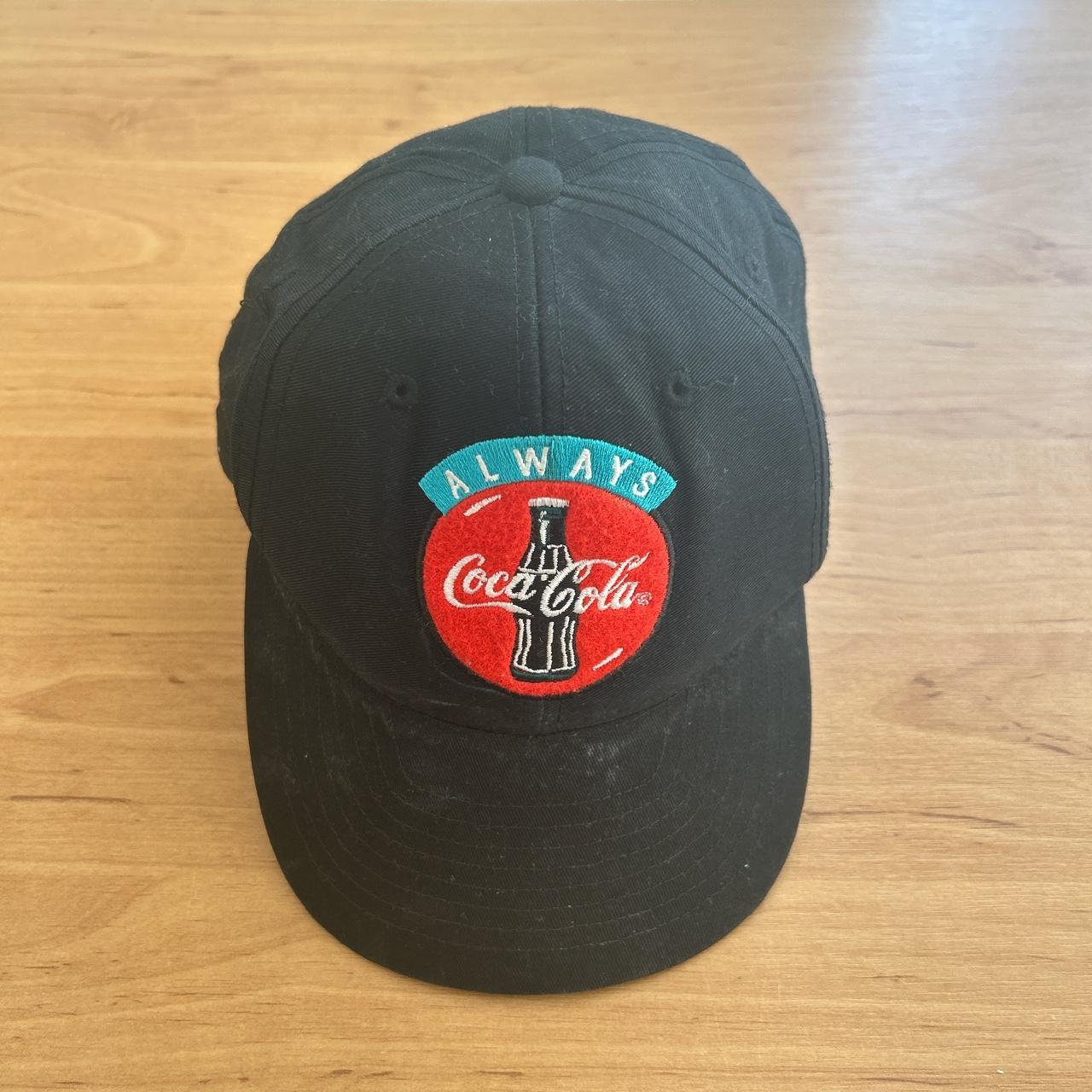 Vintage black Coca Cola cap with adjustable snapback... - Depop