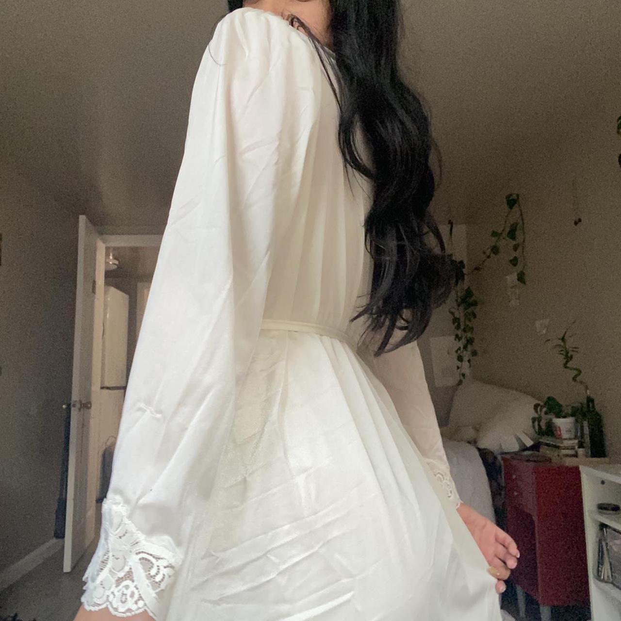 this truly stunning vintage silk white robe🫧 has... - Depop