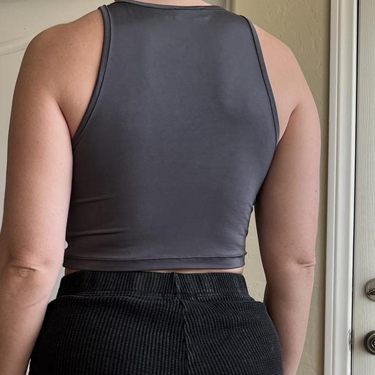 PrettyLittleThing Women's Grey Crop-top | Depop