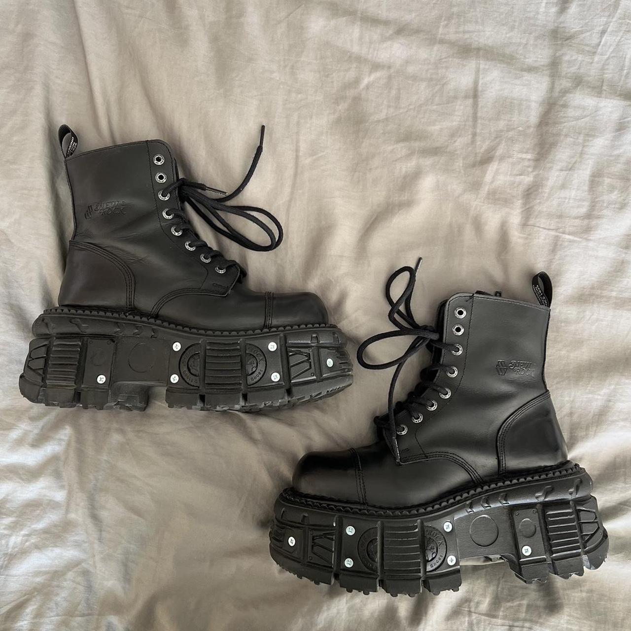 New Rock tank chunky platform boots Lace up real... - Depop