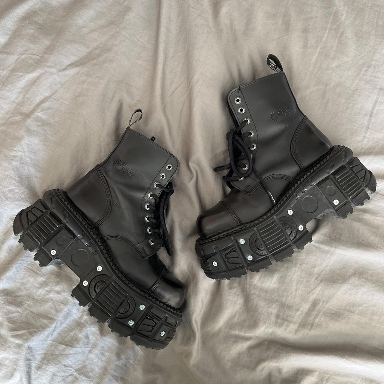 New Rock tank chunky platform boots Lace up real... - Depop