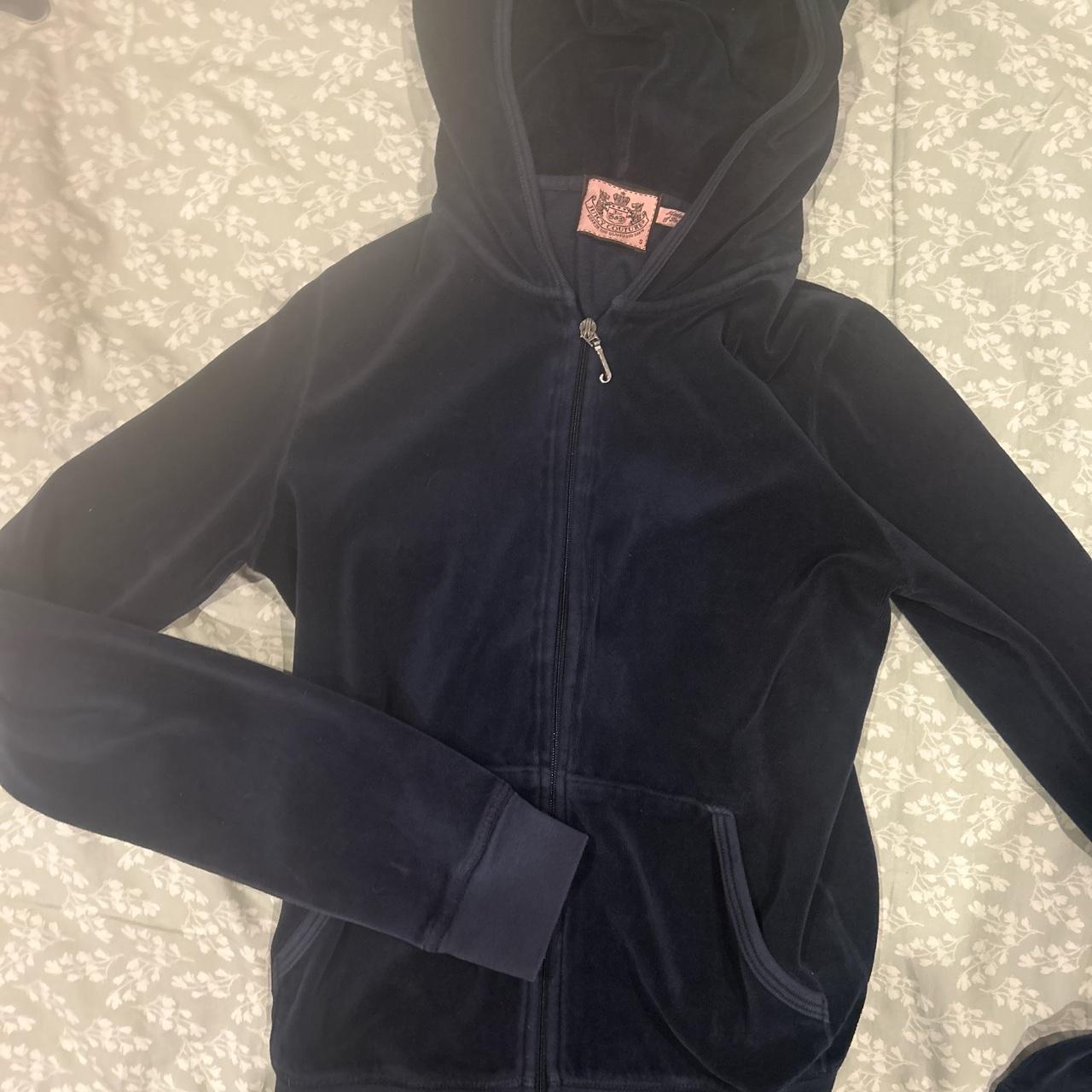 XS/S navy blue juicy couture velour zipup Cute... - Depop