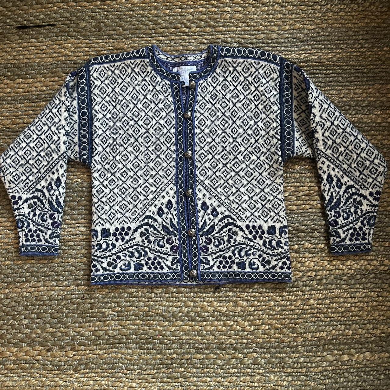 Beautiful vintage wool cardigan with intricate... - Depop