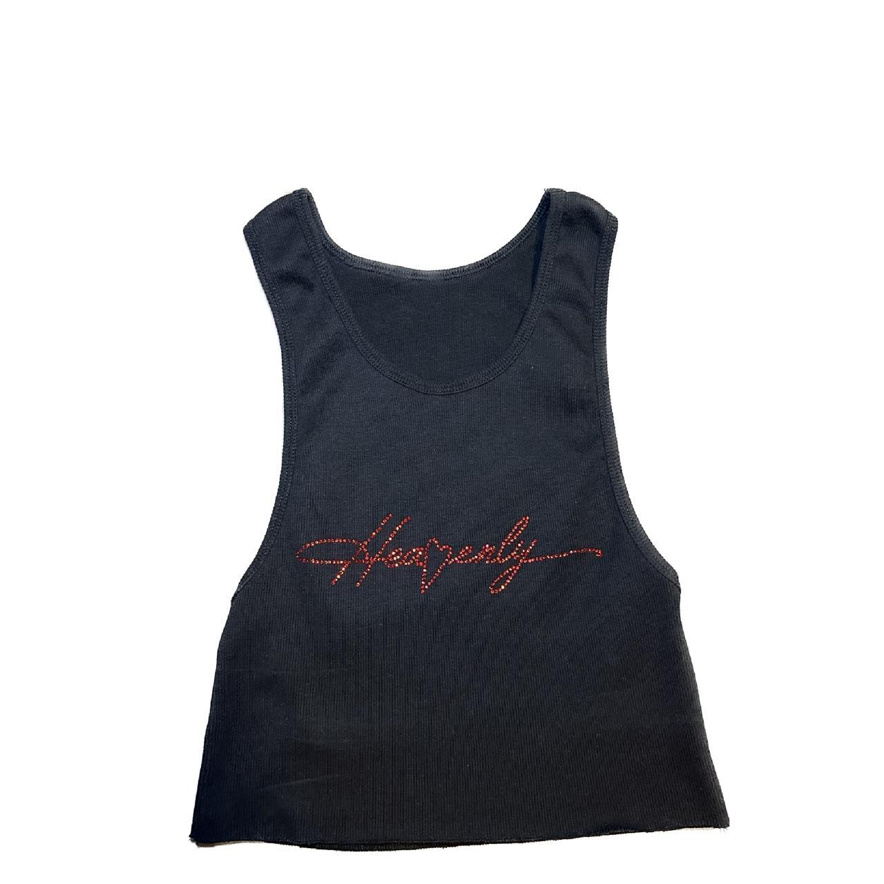 Black ribbed rhinestone tank Heavenly Size M - Depop