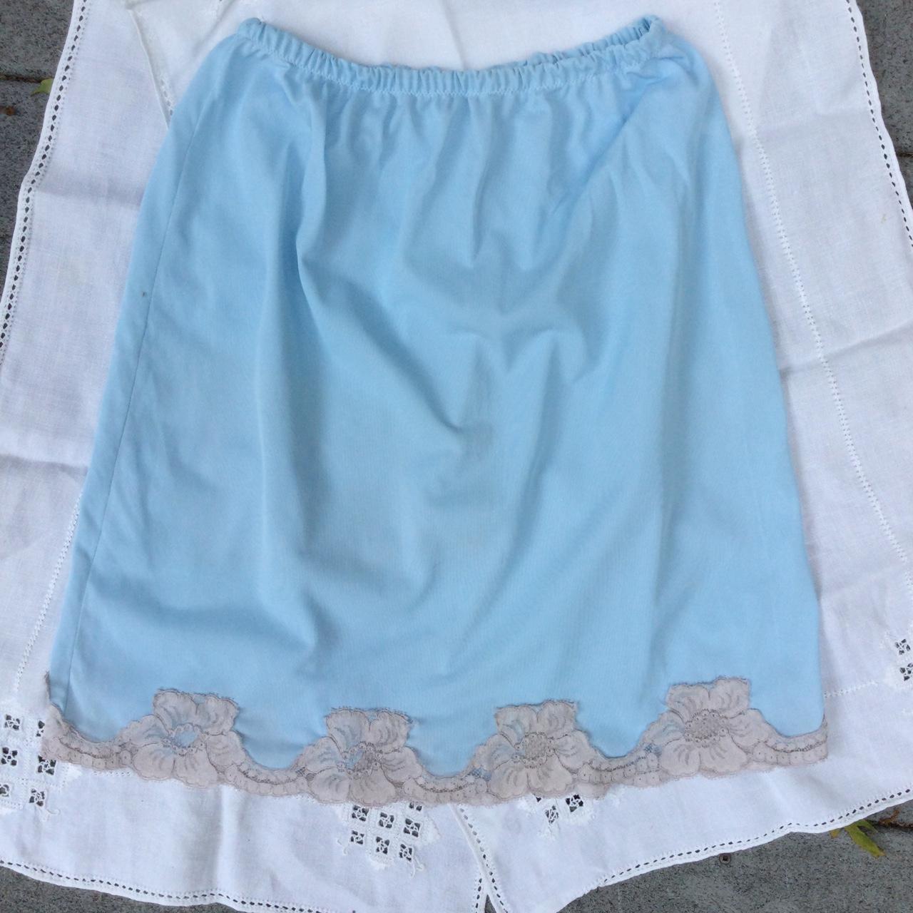 Yolande baby blue half slip. Trimmed with floral... - Depop