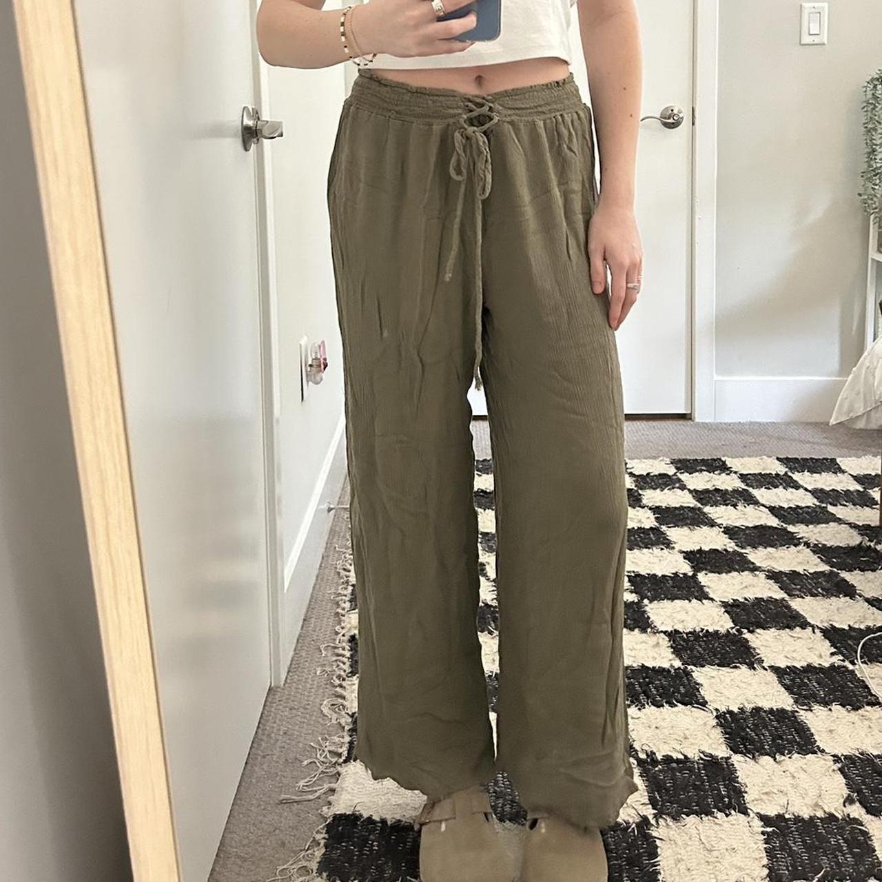 Dark green flowy pants ⭐️ flowy and comfy and perfect... - Depop