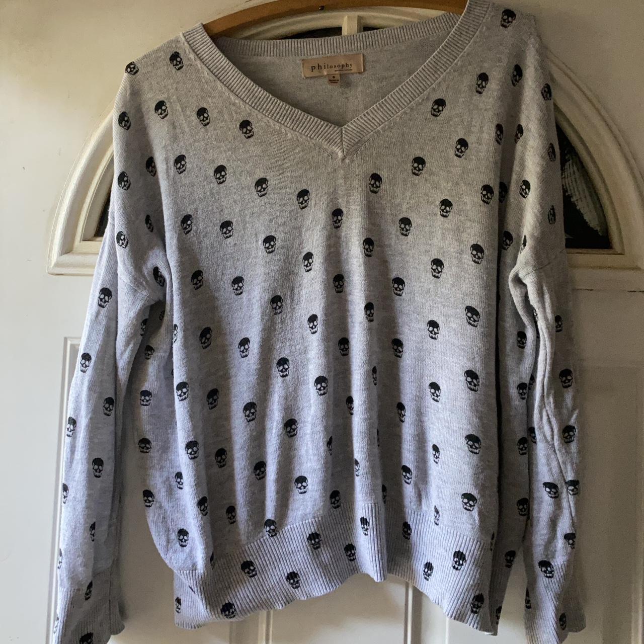 Super cute skull philosophy sweater, emo girl super... - Depop
