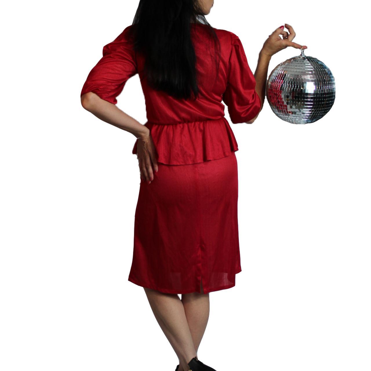 80s Vintage red metallic dress by Australian brand... - Depop