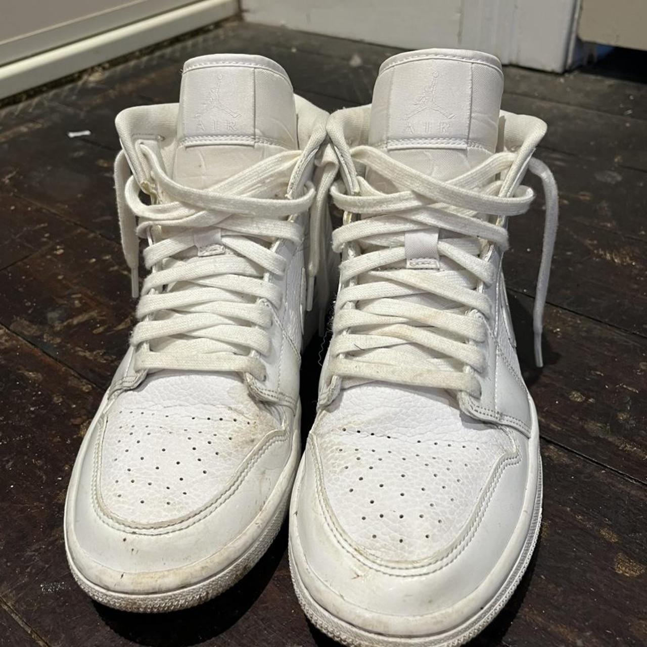Nike Air Jordan High All White Size US 8.5W - Depop