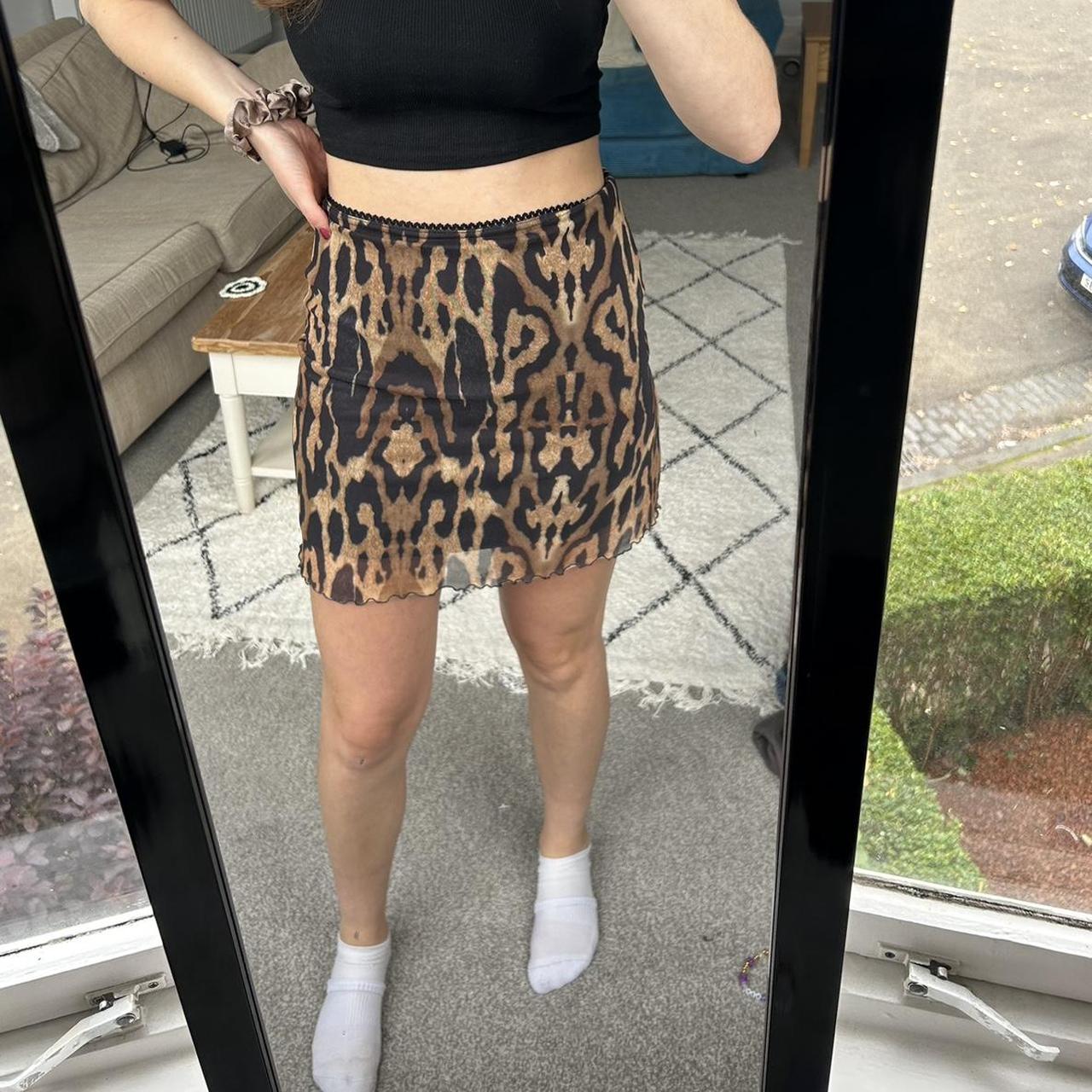 PLL leopard print skirt. Mesh leopard print material... - Depop