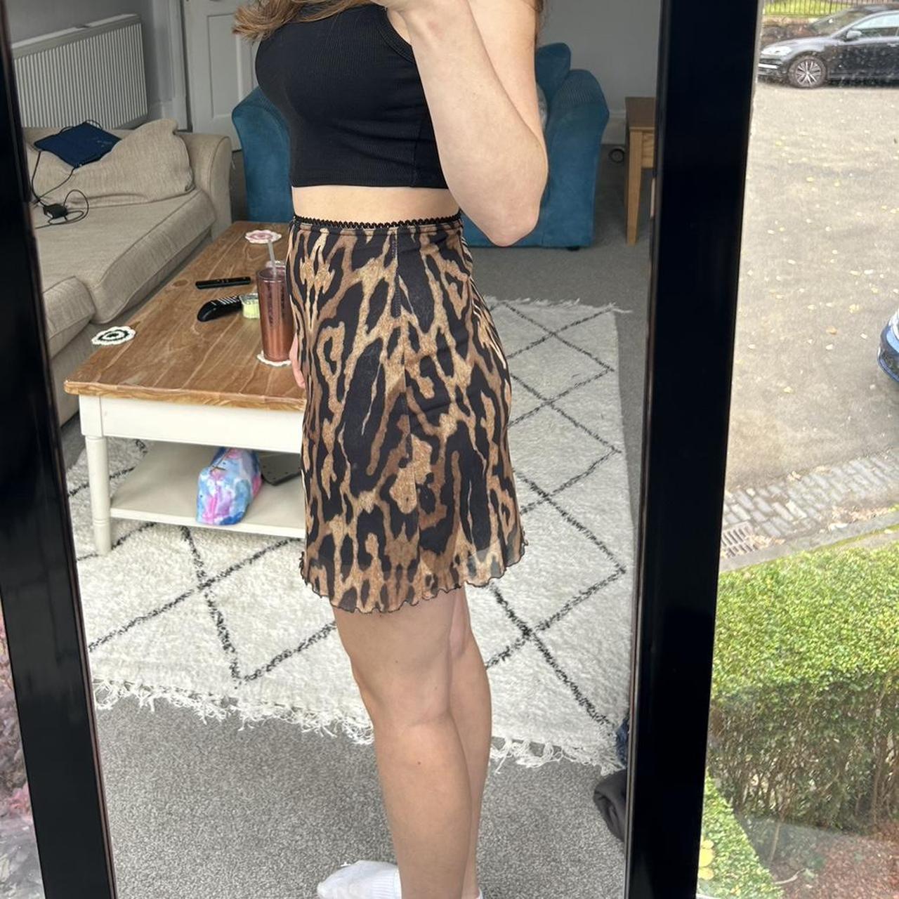 PLL leopard print skirt. Mesh leopard print material... - Depop