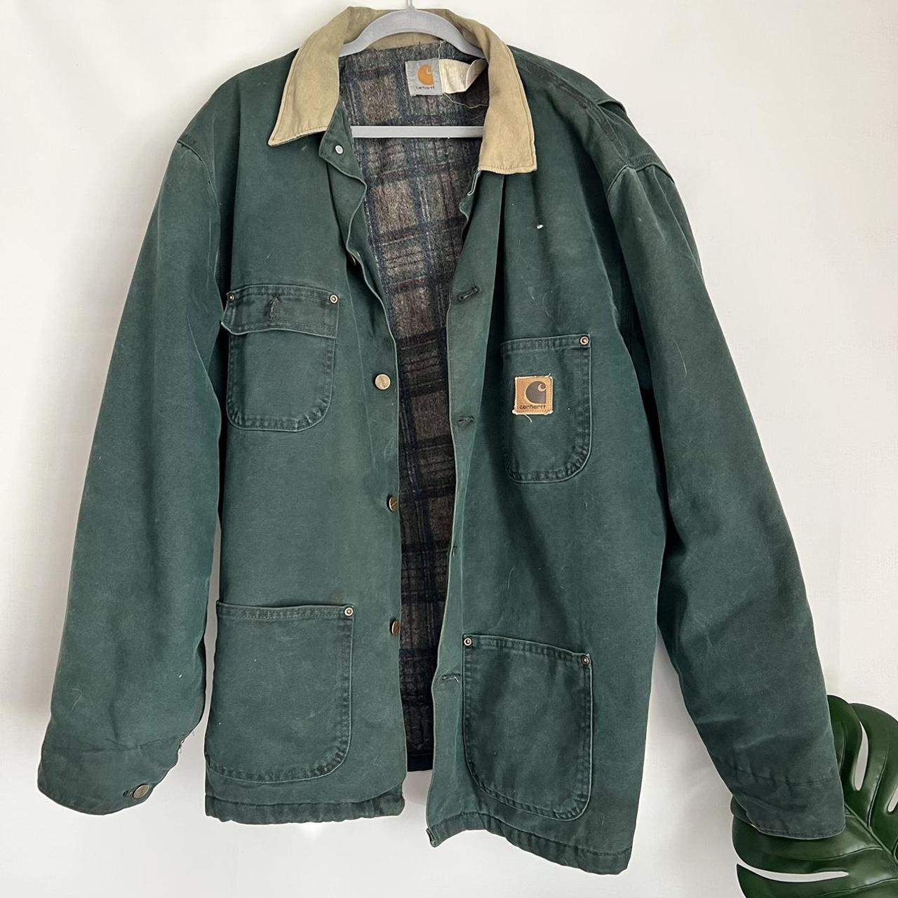 Vintage Carhartt chore coat! Beautiful forest green... - Depop