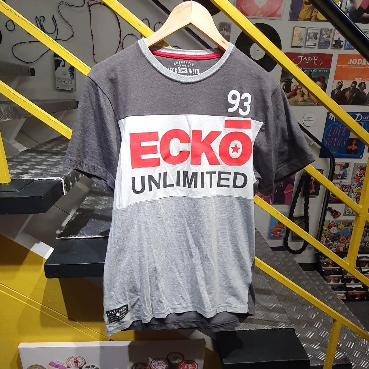 Ecko unlimited T shirt Grey-size large-good used... - Depop