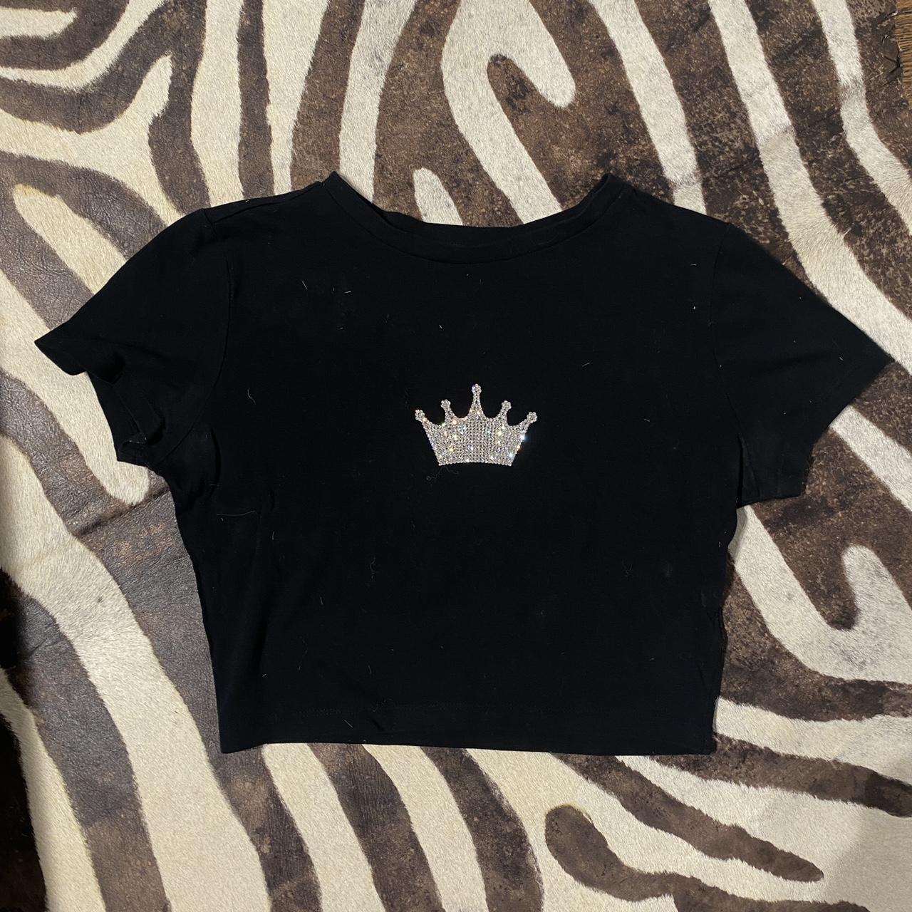 Couture queen bedazzled baby tee Mcbling *brand... | Depop