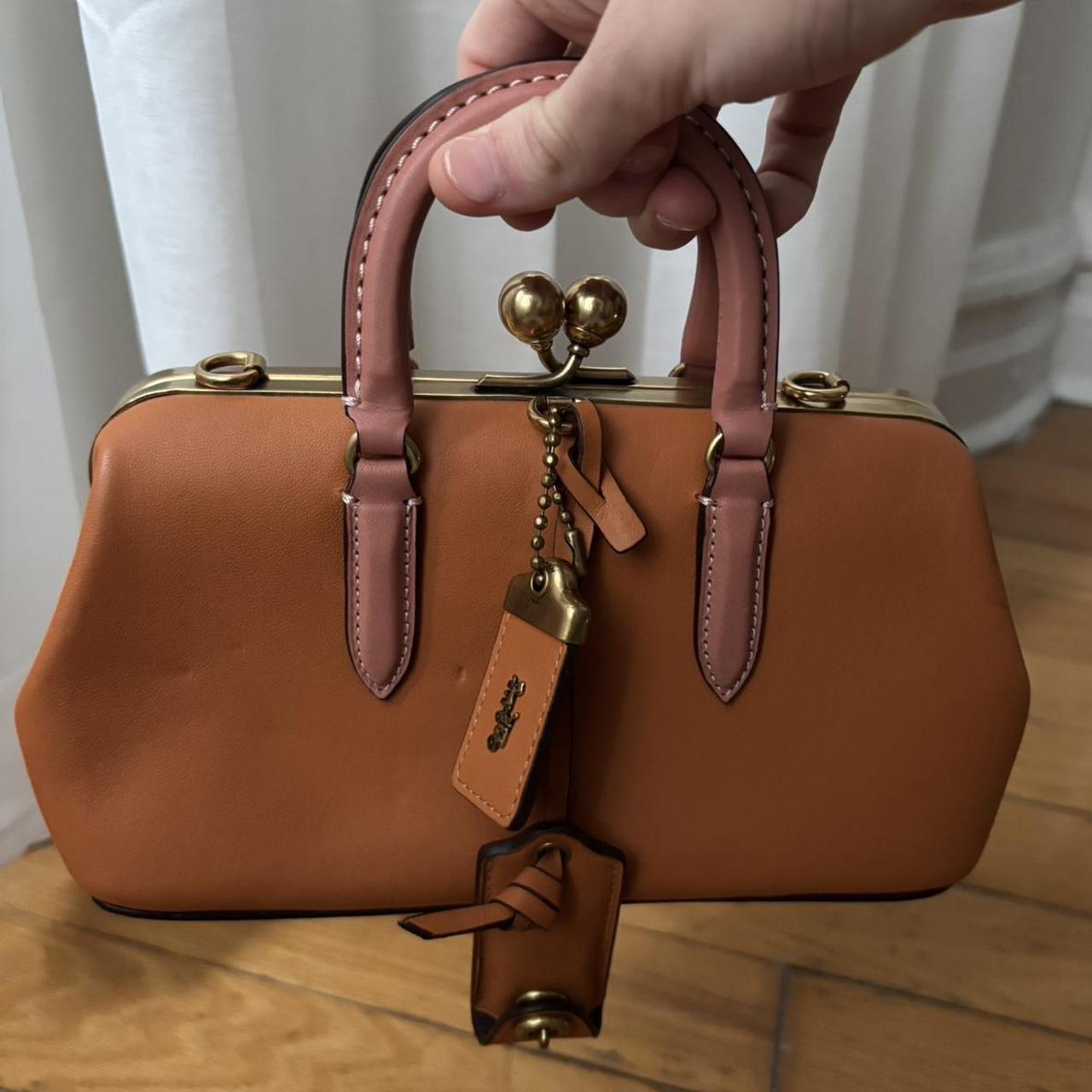 COACH Two-Tone, Camel and Pink Handbag Genuine... | Depop