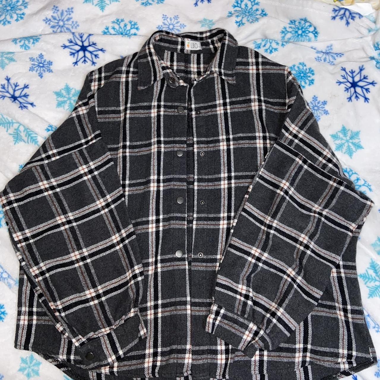 yesstyle dute gray flannel shirt in preloved... - Depop