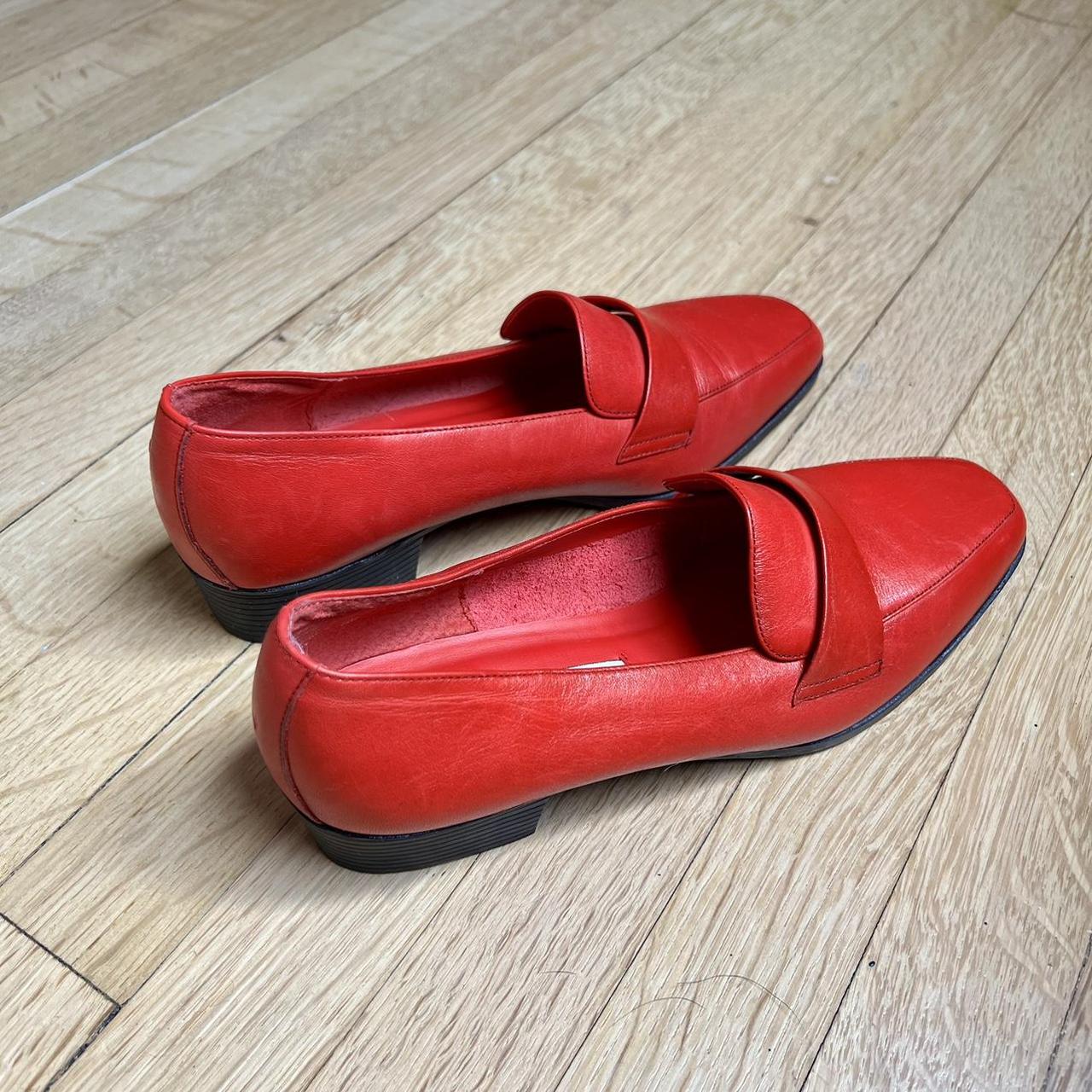 Vintage red leather loafers Perfect pop of red... - Depop