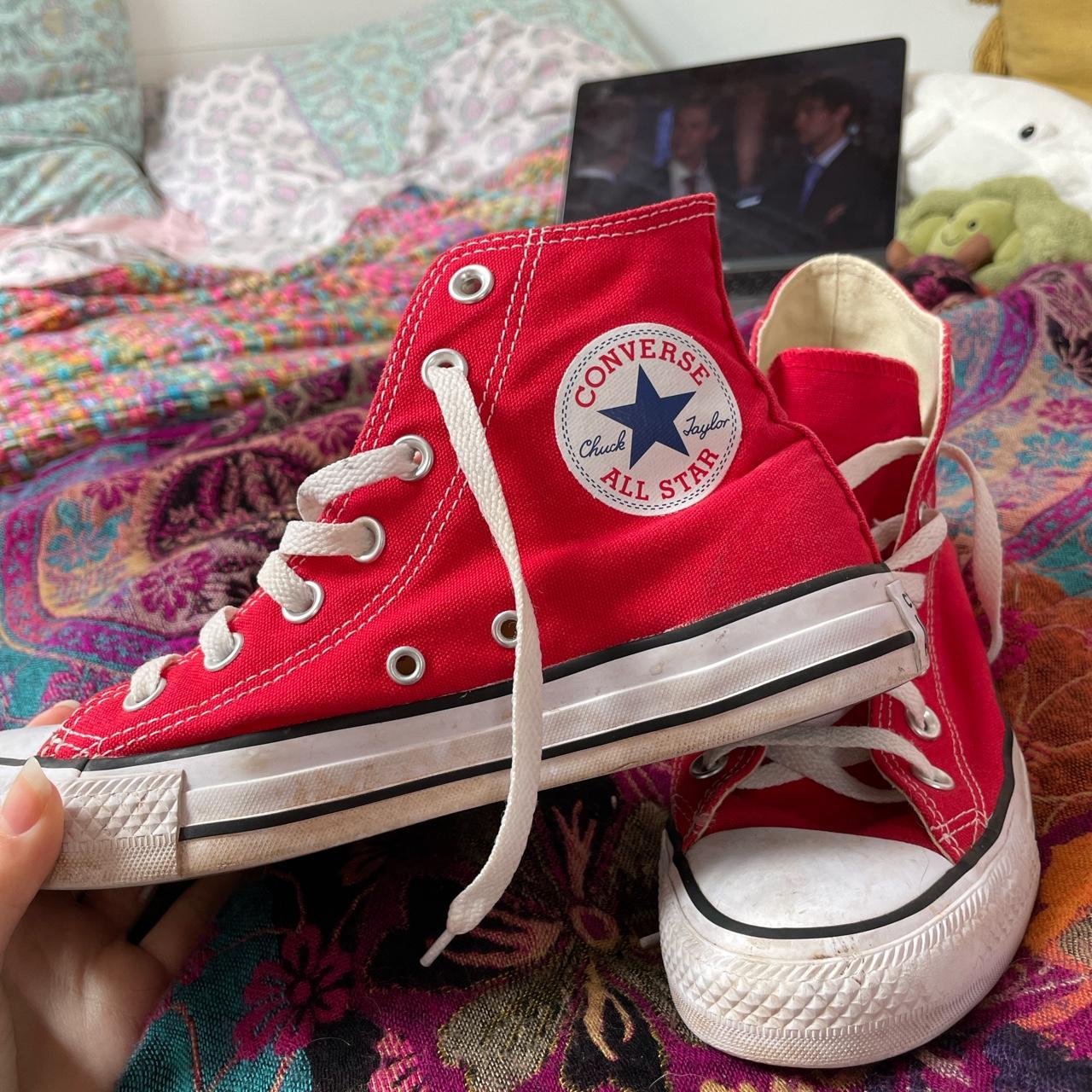 Red converse high tops ! Really good condition and... - Depop