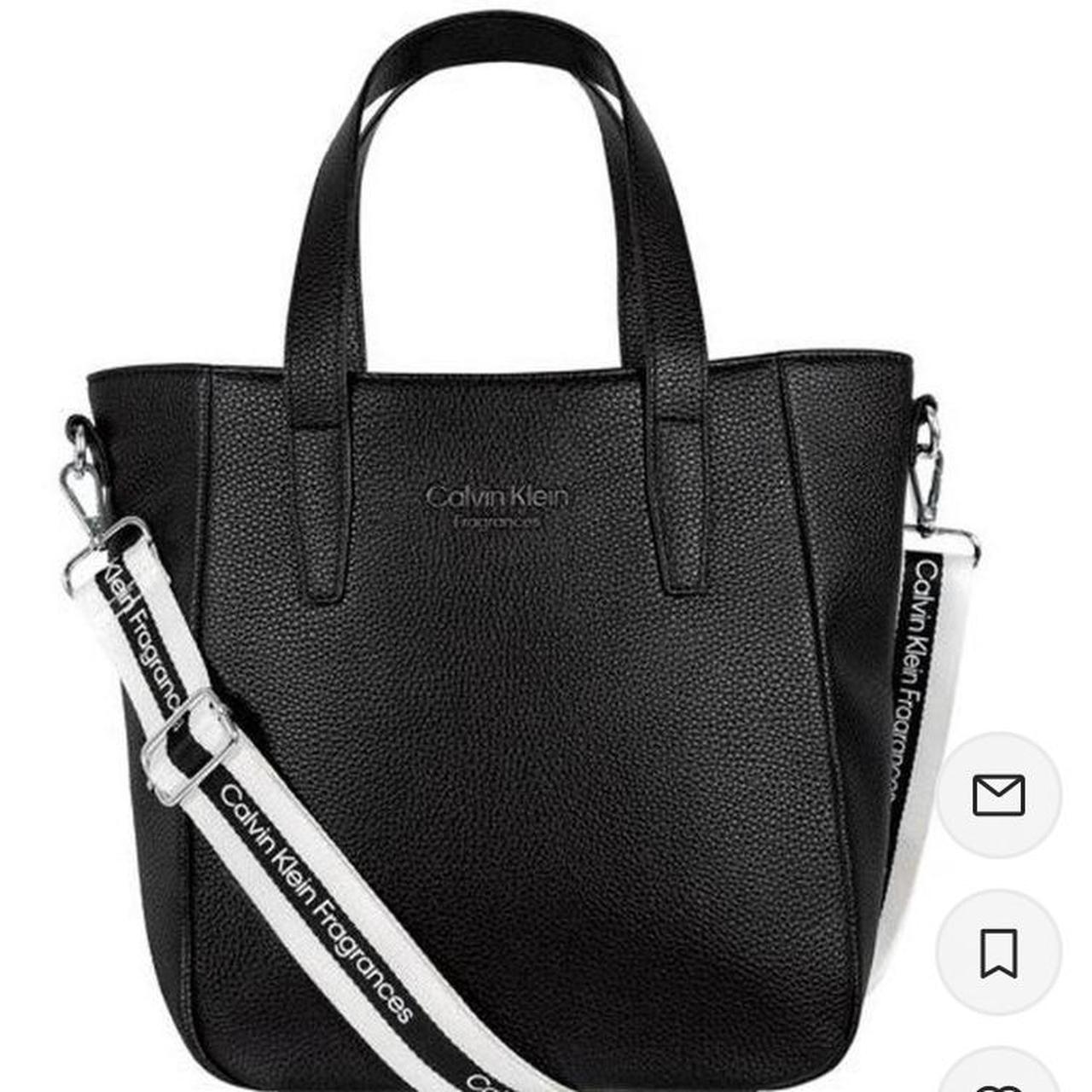 Calvin Klein black small leather tote bag #ck... - Depop
