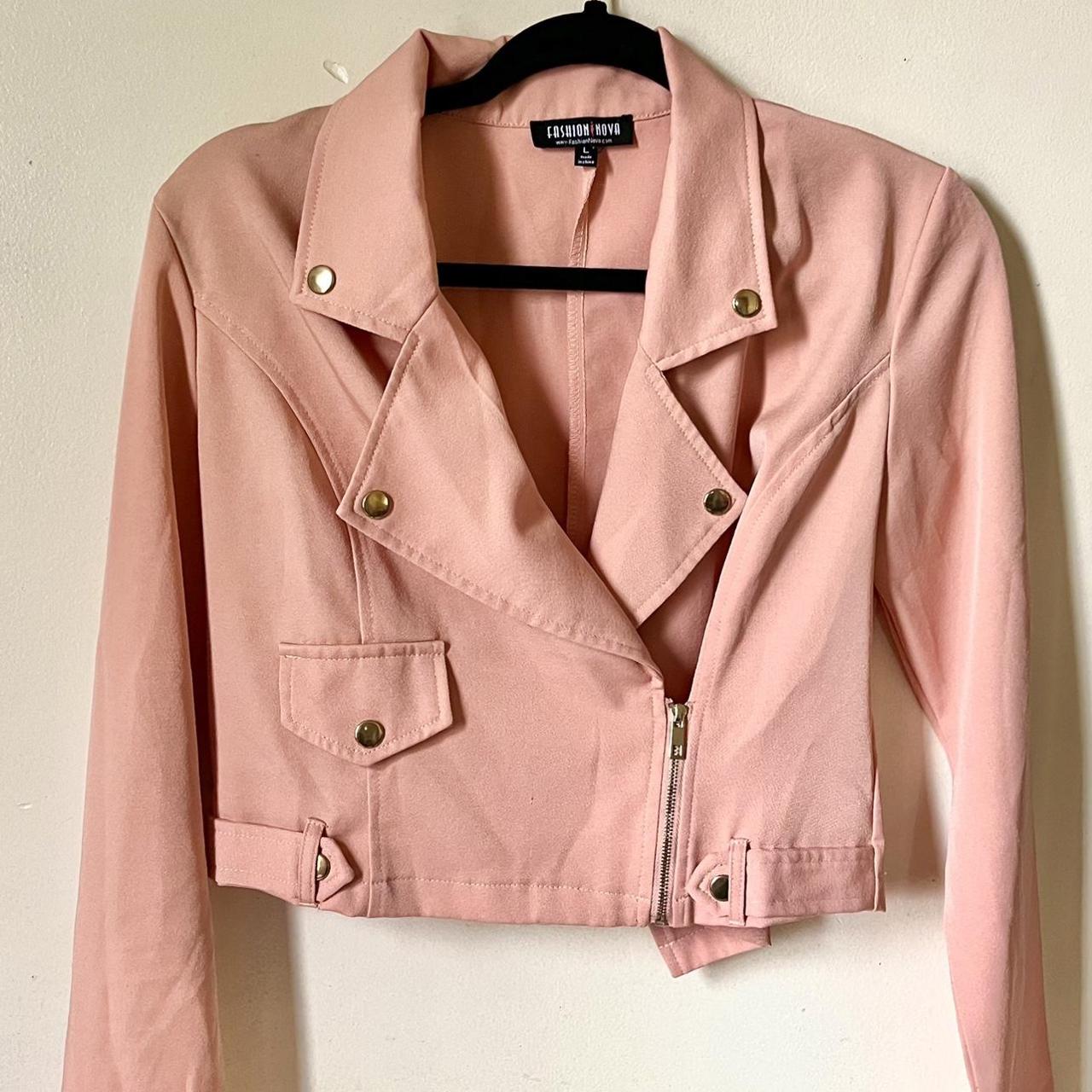 The cutest peach pink moto jacket Very lightweight,... - Depop