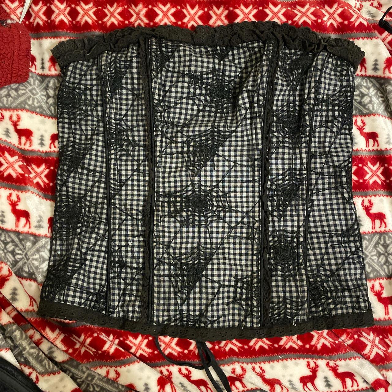Vintage Tripp nyc black and white spider web corset... | Depop