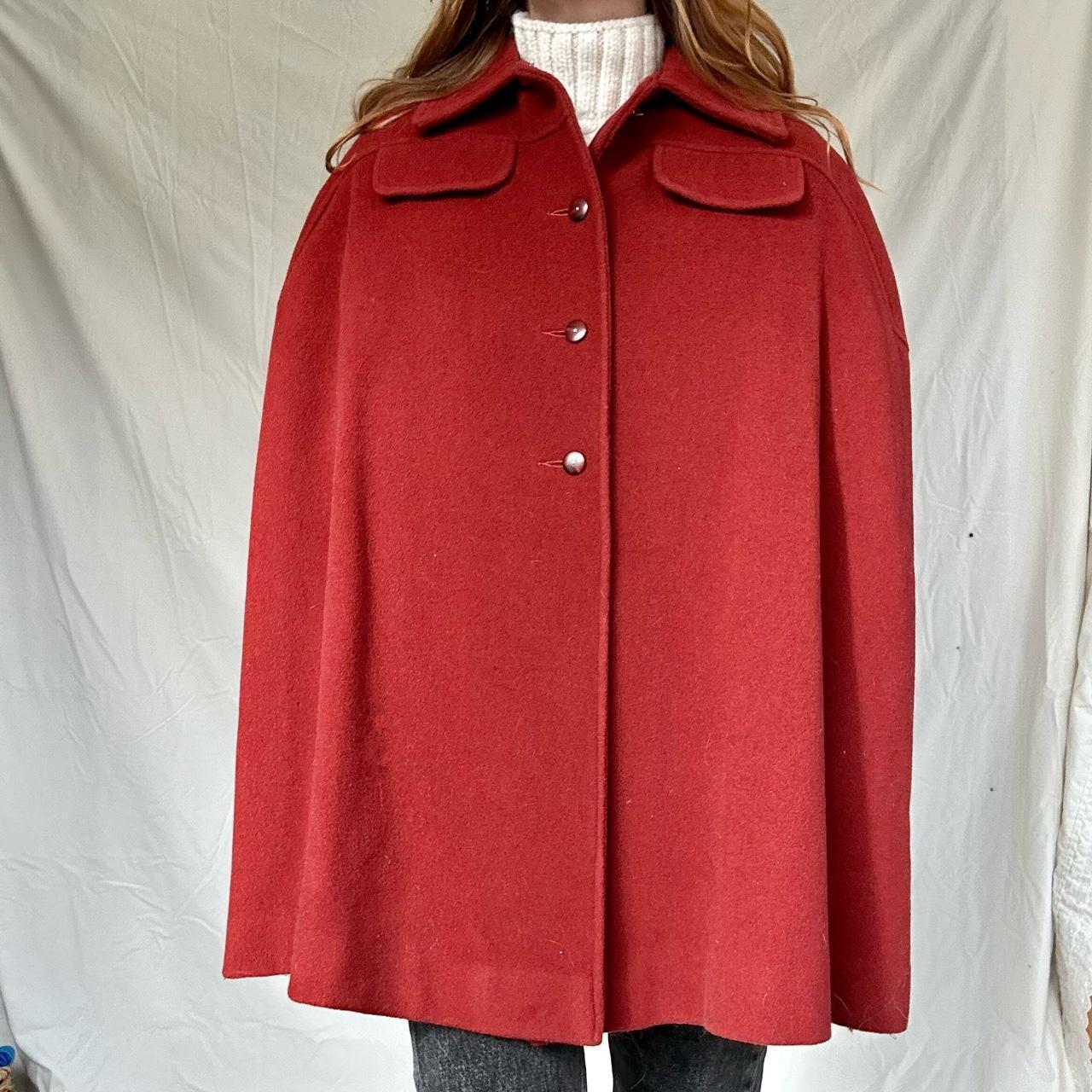 Gorgeous Vintage Rust Orange Wool Cape Satin Lined... | Depop