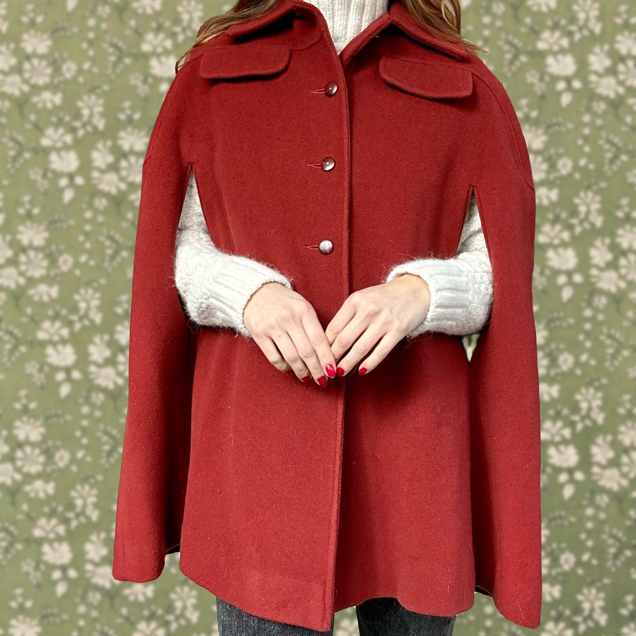 Gorgeous Vintage Rust Orange Wool Cape Satin Lined... | Depop