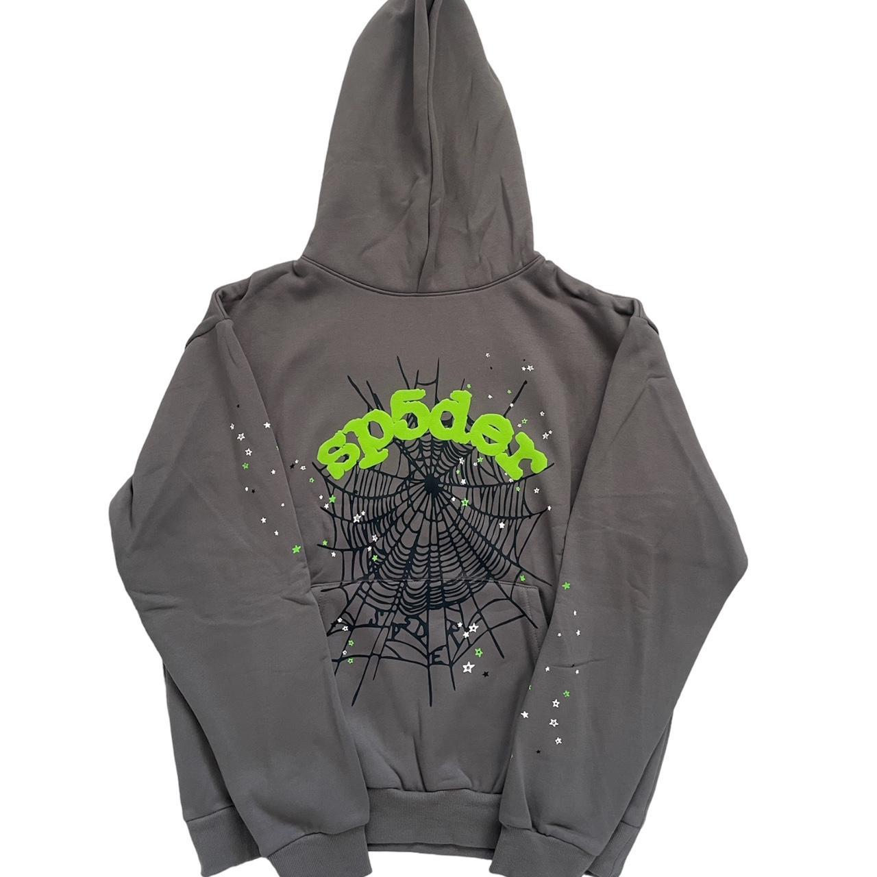 Slate Grey Sp5der Hoodie Size XL MESSAGE BEFORE... - Depop