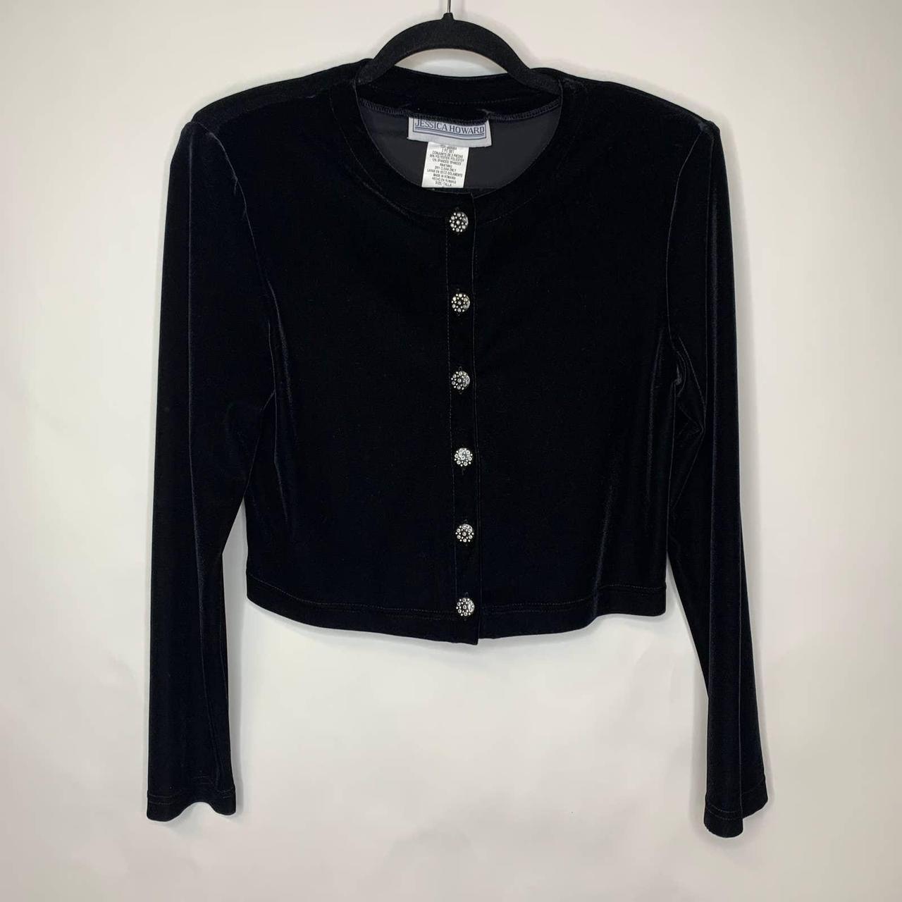 Jessica Howard Velour Blazer Jacket Rhinestone... - Depop