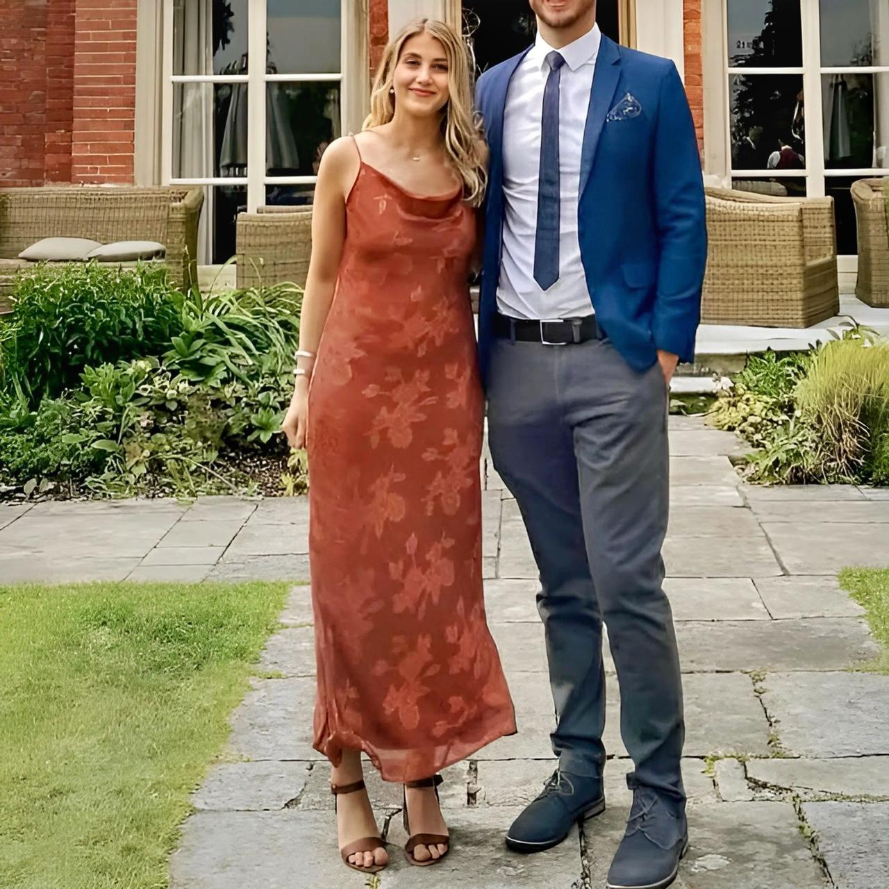 Oasis Rust Dress 🍂 Only worn once! Oasis cowl neck... | Depop