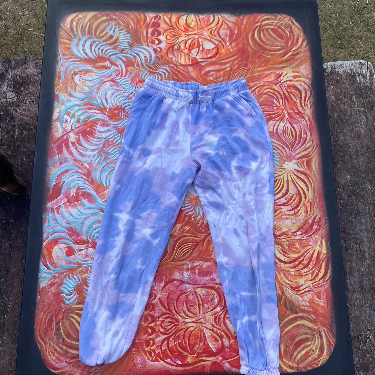 White purple and pink tye dye sweat pants. Super... - Depop