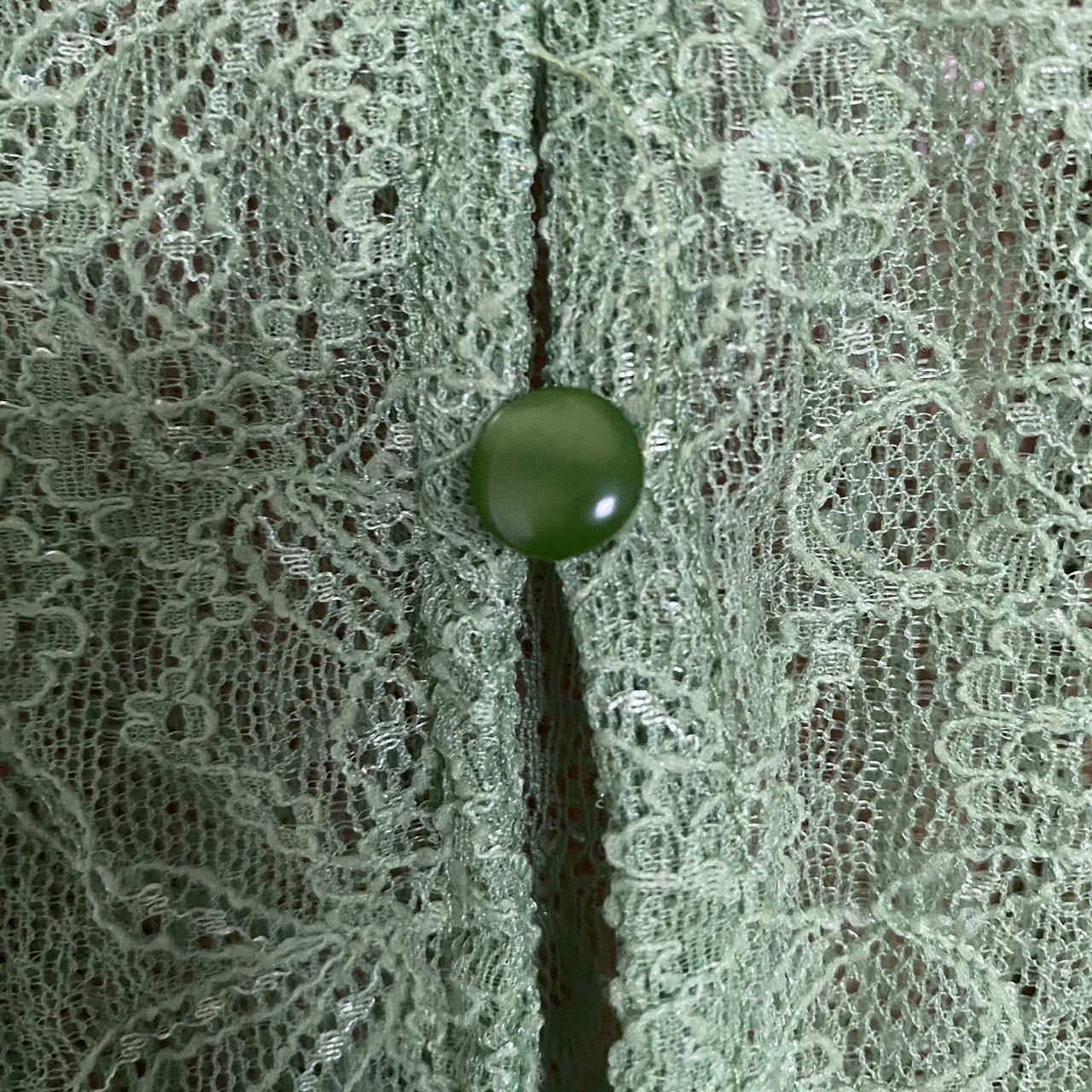 Monki sheer lace cardigan top in green Colour is... - Depop