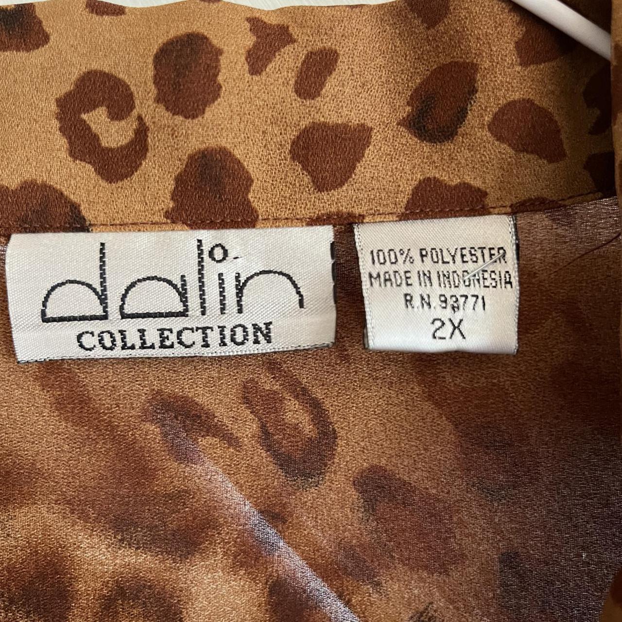 Vintage Dalin Collection cheetah print shirt face... - Depop